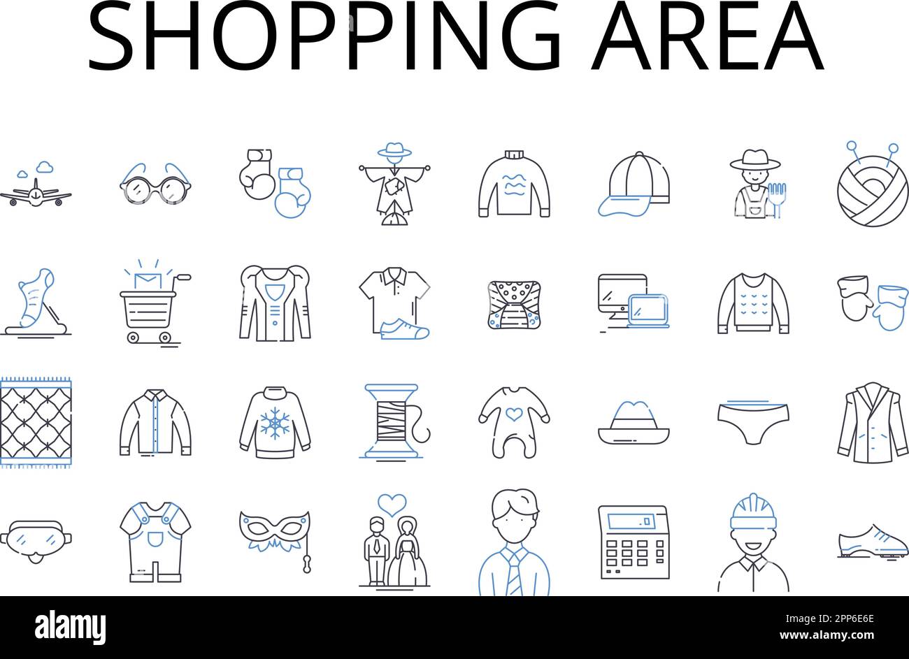 Shopping area line icons collection. Retail district, Commercial z ...