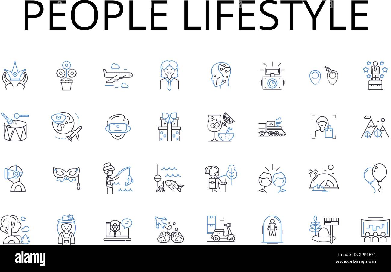 People lifestyle line icons collection. Life events, Human existence ...