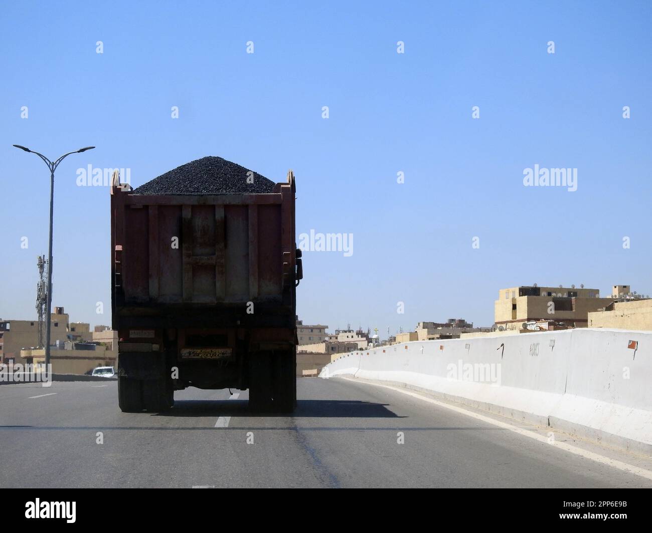 Cairo, Egypt, April 16 2023: A Lorry with bitumen Asphalt, a sticky ...