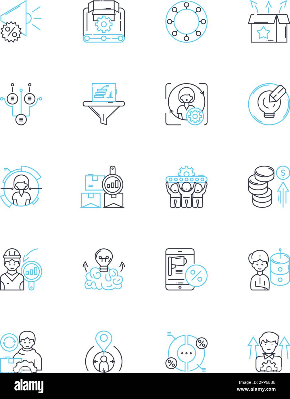 Authority linear icons set. Leadership, Control, Expertise, Credibility, Influence, Dominance ...