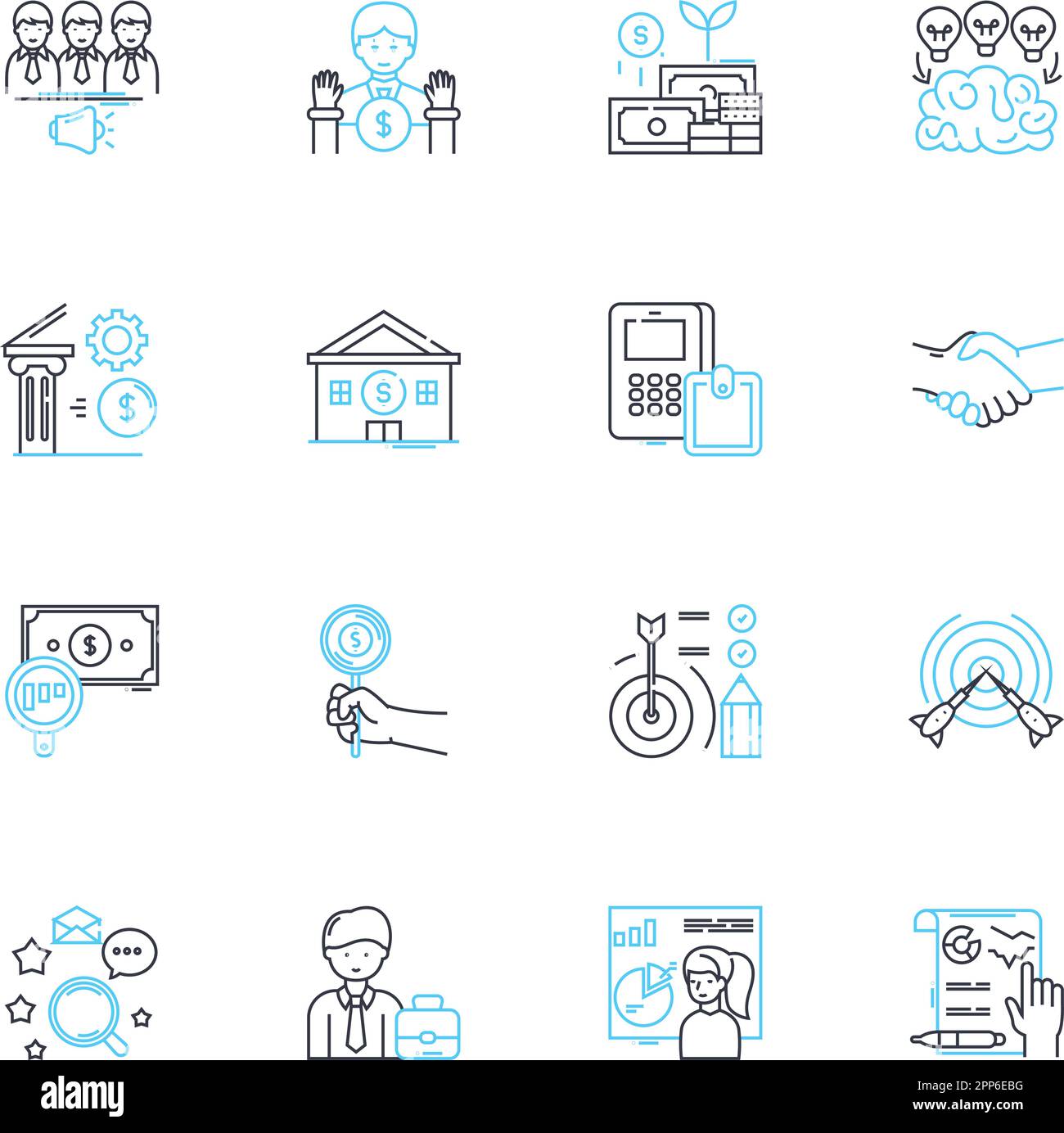 Financial analysis linear icons set. Profitability, Liquidity, Solvency ...