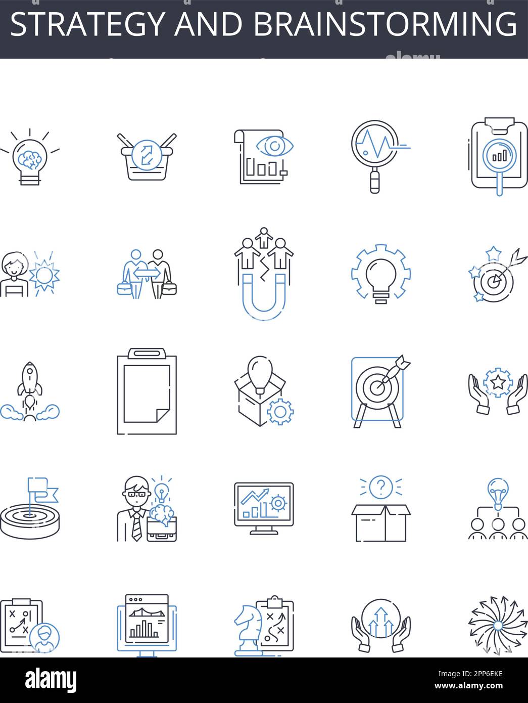 Strategy And Brainstorming Line Icons Collection Planning And Scheming Pondering And
