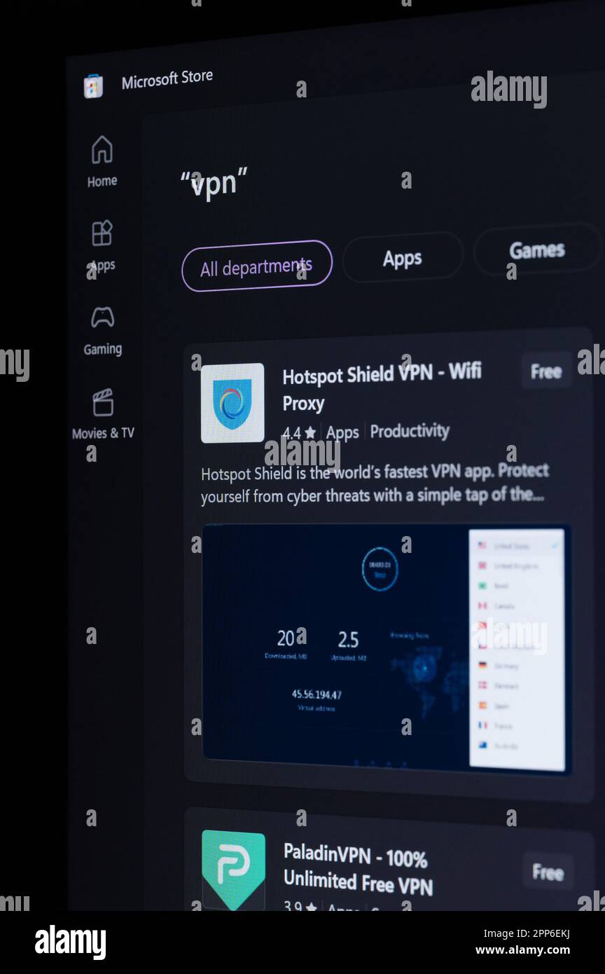 New york, USA - April 18, 2023: VPN apps for windows on Microsoft store ...