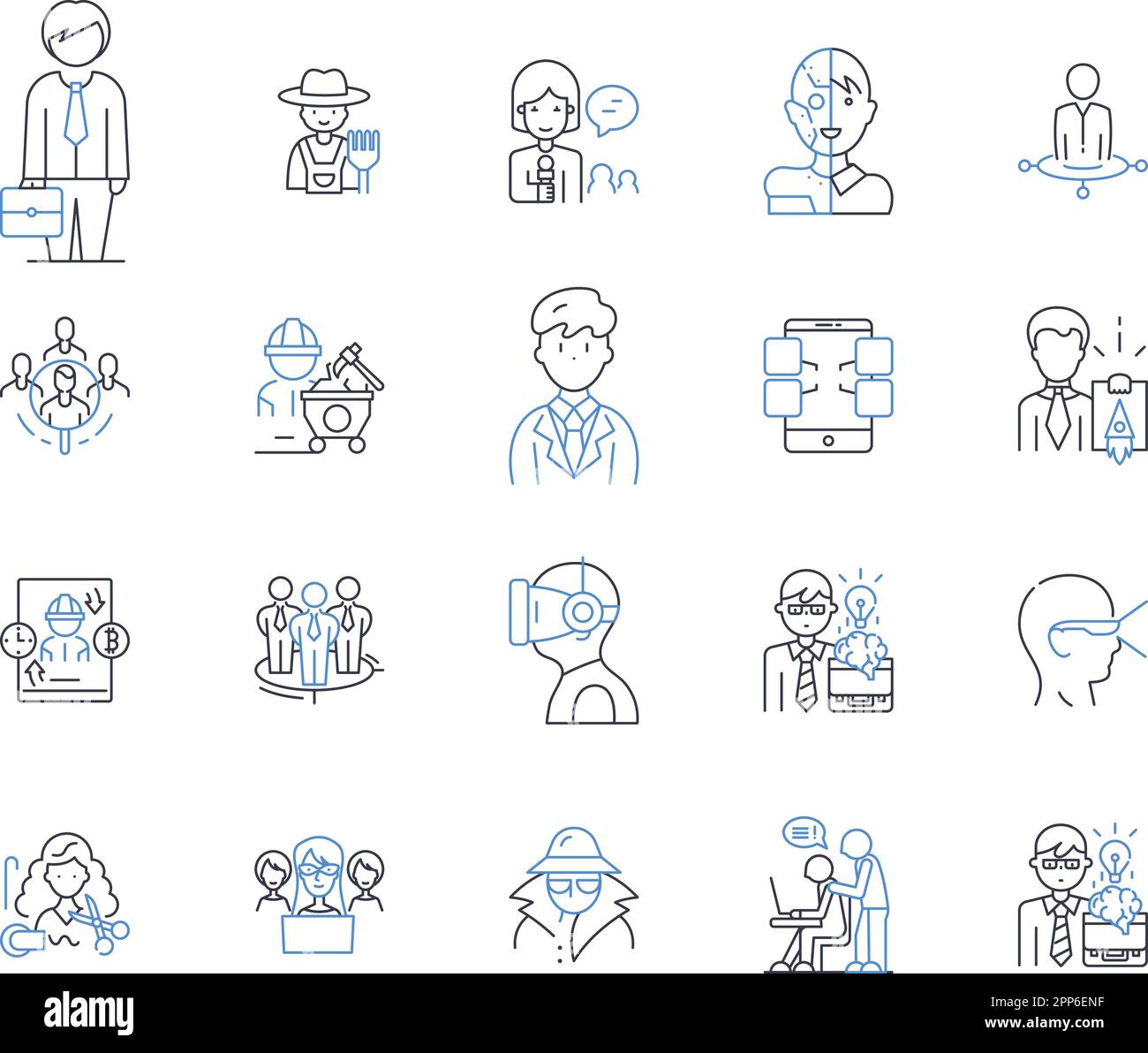 Corporate job line icons collection. Management, Leadership, Strategy ...