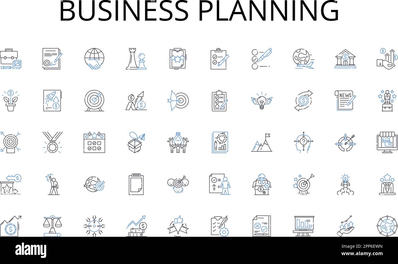 Business planning line icons collection. Beginning, Initiation, Start ...
