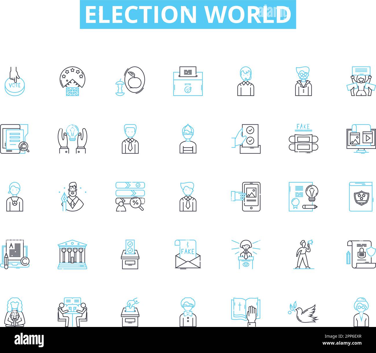 Election world linear icons set. Candidates, Voting, Ballot, Democracy ...