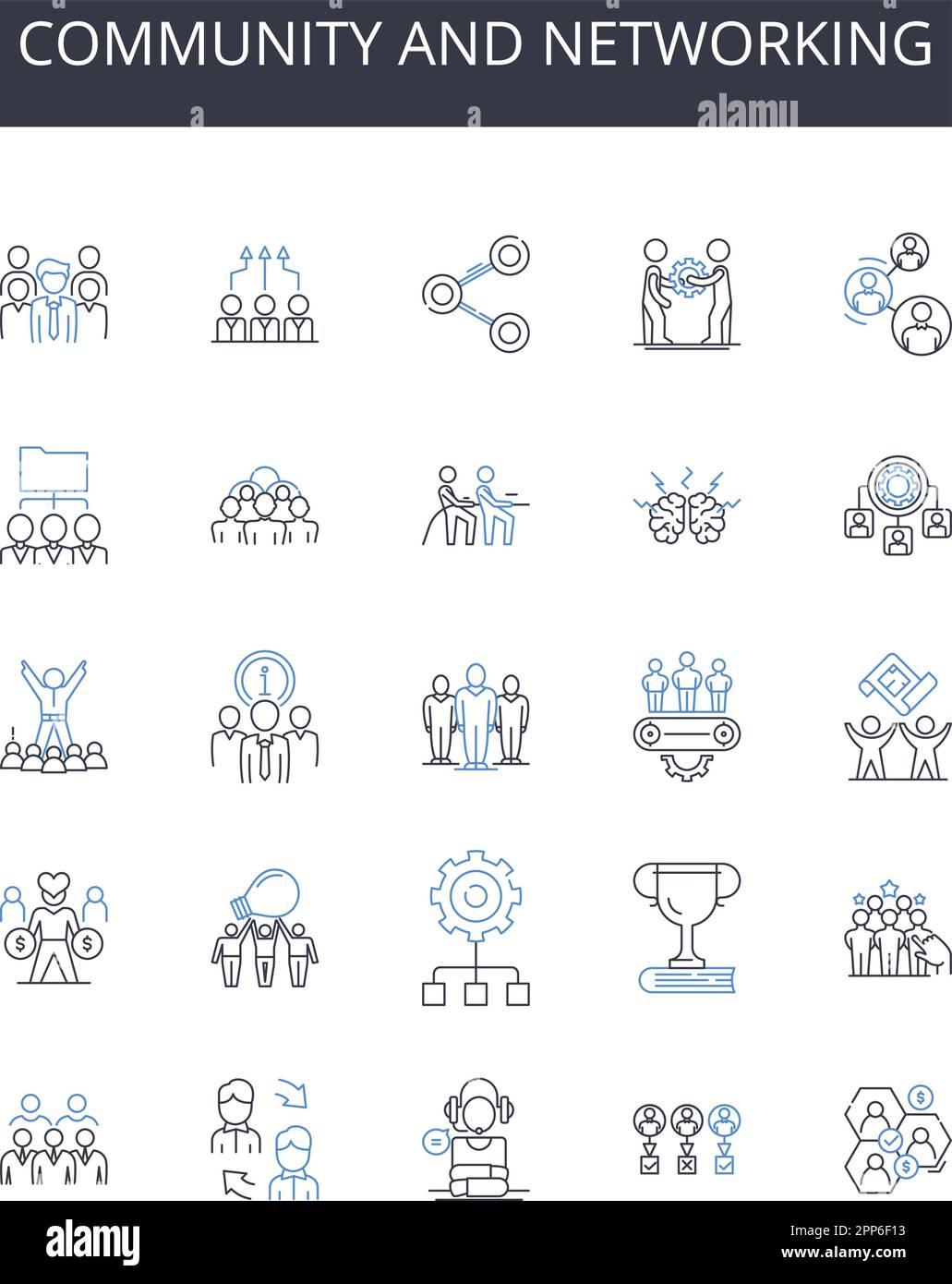 Community And Networking Line Icons Collection Society Group