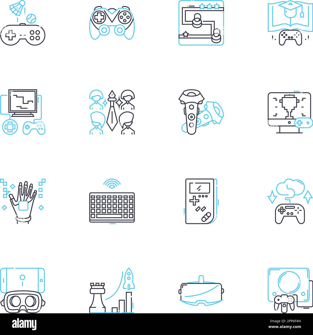 Content media linear icons set. Blogging, Podcasts, Videos, Infographics, Images, Social media ...