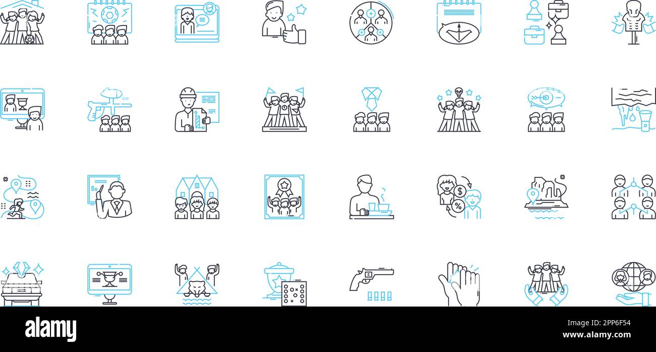 Cooperation And Assistance Linear Icons Set Ollaboration Support Partnership Unity Synergy