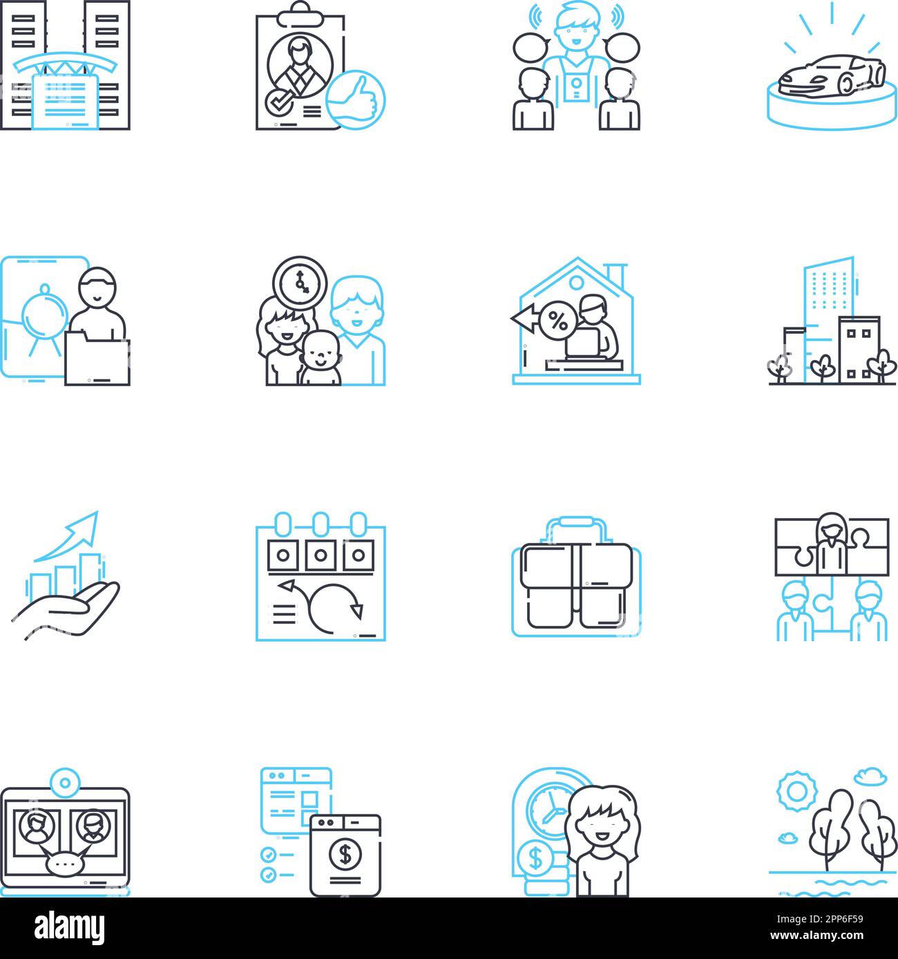 Position linear icons set. Leadership, Management, Innovation ...