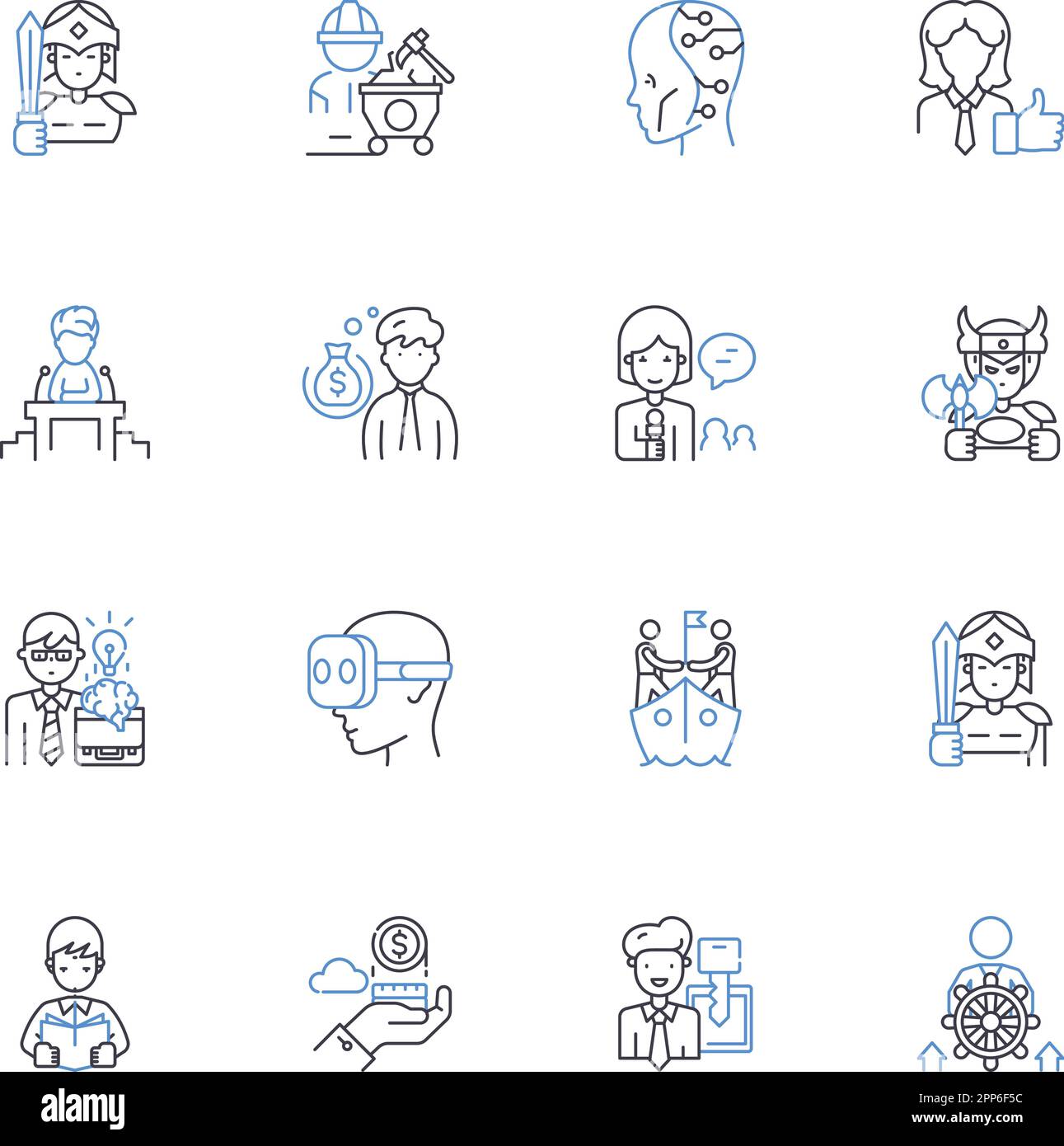 Administrative Career Line Icons Collection Organization Multitasking Communication