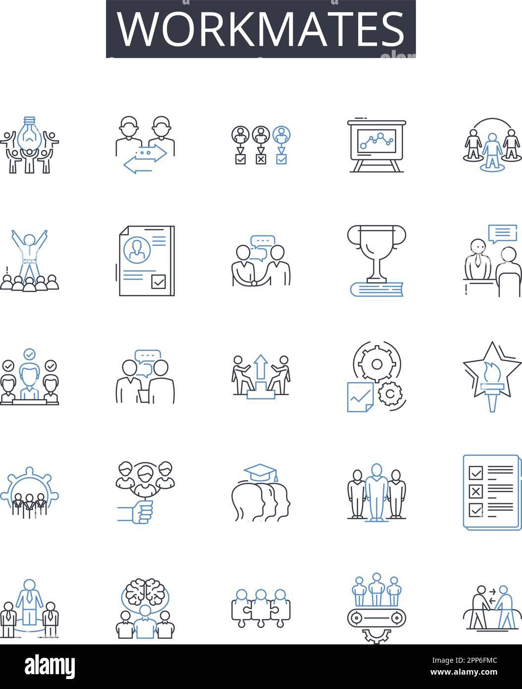 Workmates line icons collection. Break, Pause, Halt, Rest, Intermission ...