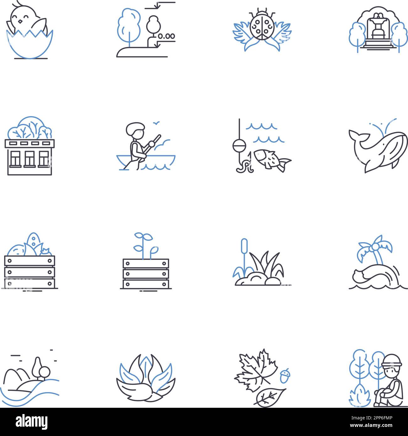 Rural life line icons collection. Farming, Agriculture, Nature, Harvest ...