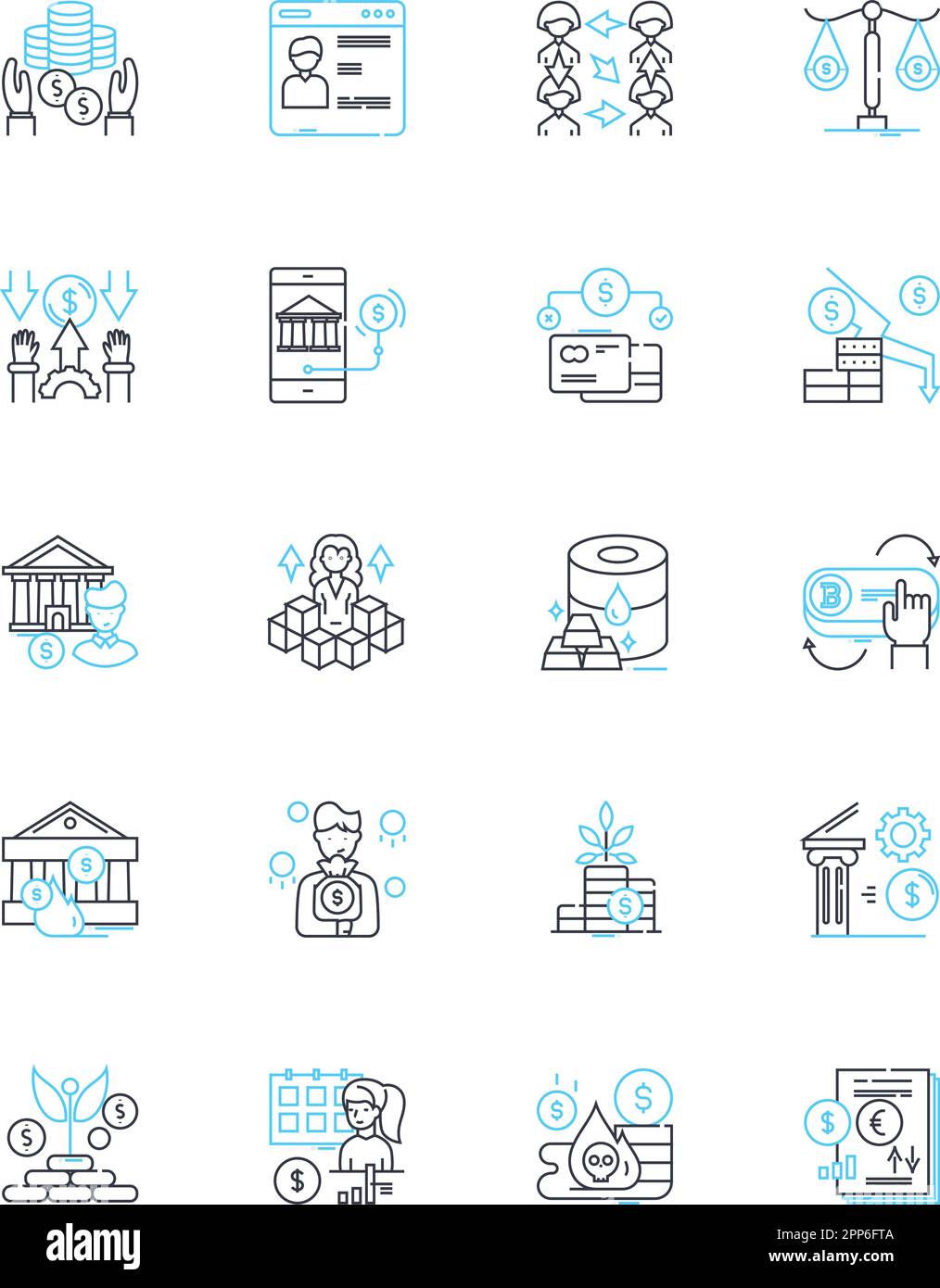 Import duties linear icons set. Tariffs, Taxes, Levies, Custom duties ...
