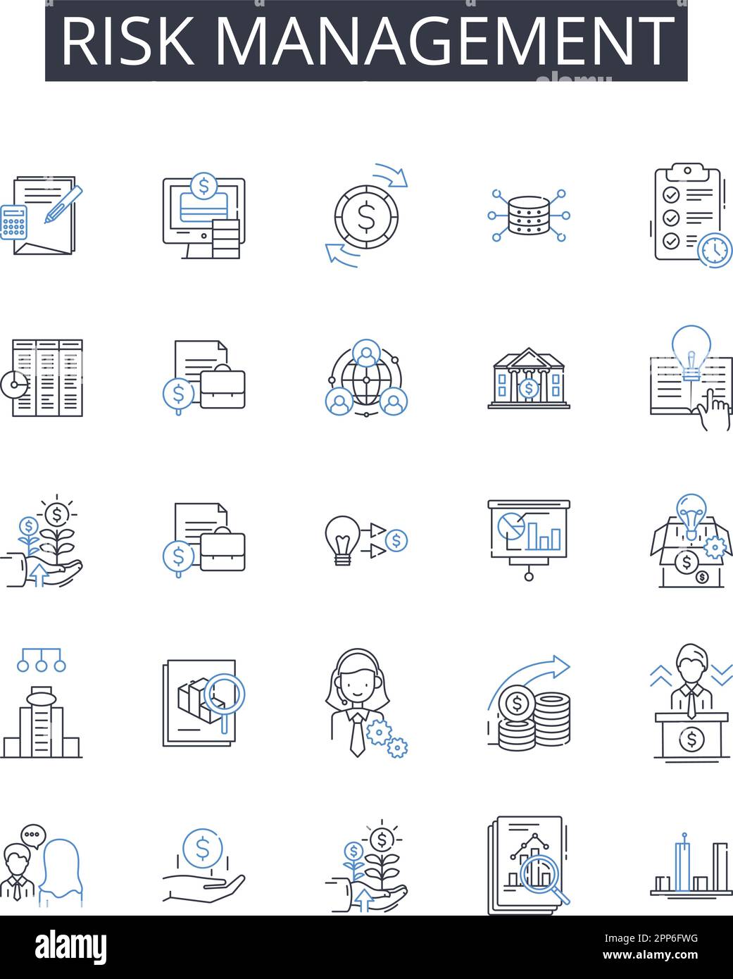 Risk management line icons collection. Time management, Project ... Risk management line icons collection. Time management, Project ...