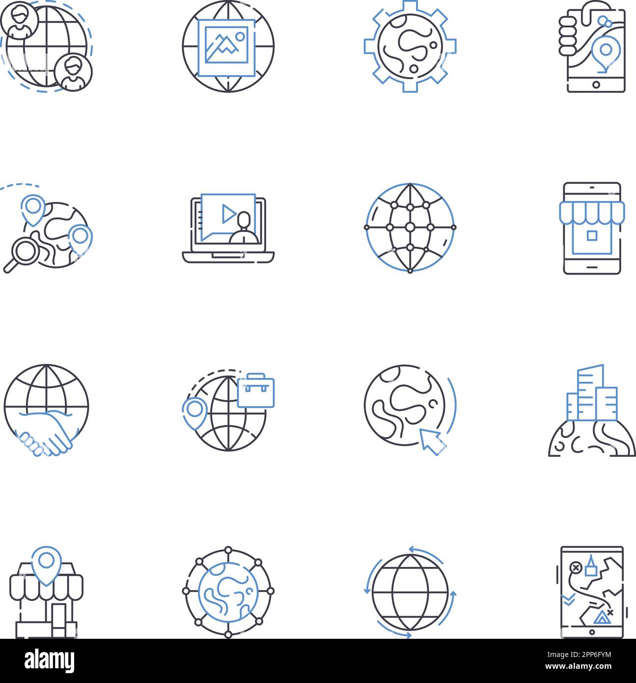 Aerial view line icons collection. Bird's-eye, Panorama, Overhead ...