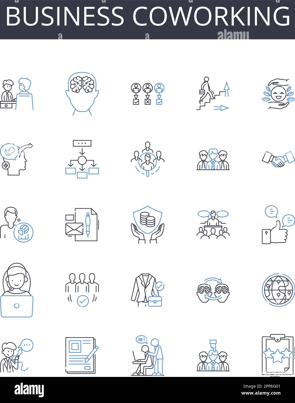Business coworking line icons collection. Reception, Hospitality ...