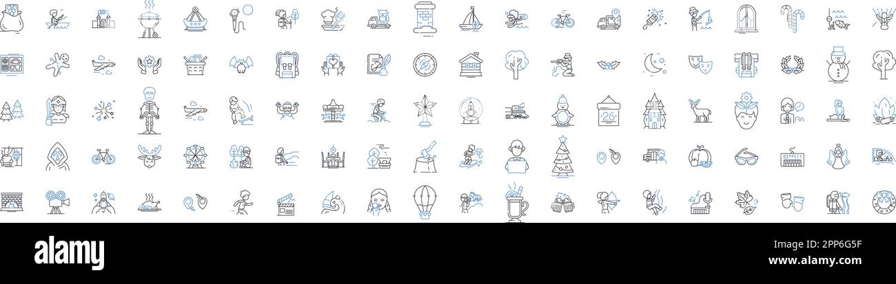 Happiness bureau line icons collection. Joyful, Cheerful, Blissful ...
