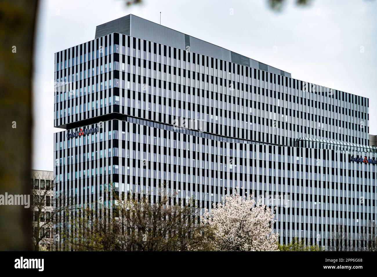 New modern large glass and concrete buildings in Strasbourg ...