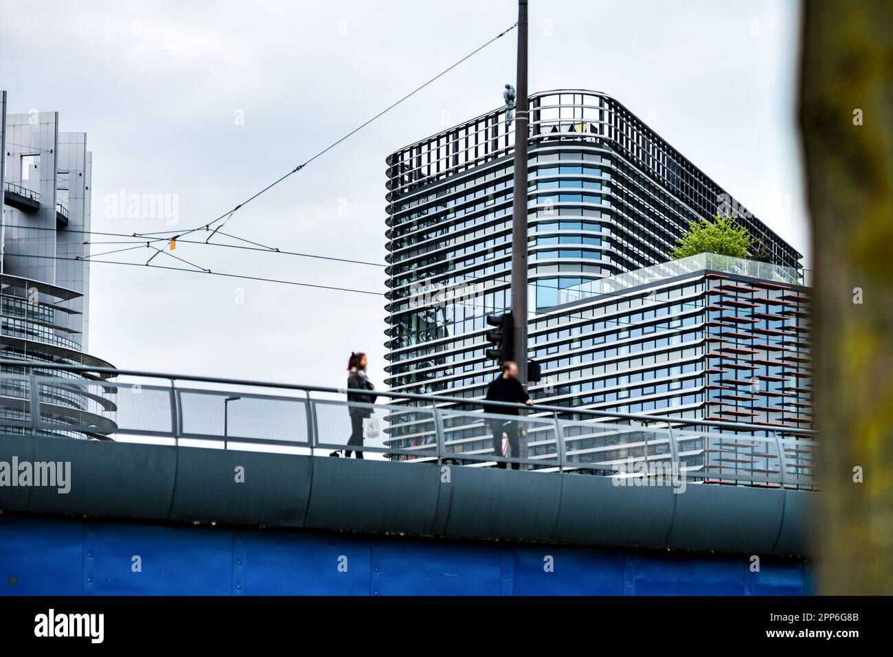 New modern large glass and concrete buildings in Strasbourg ...