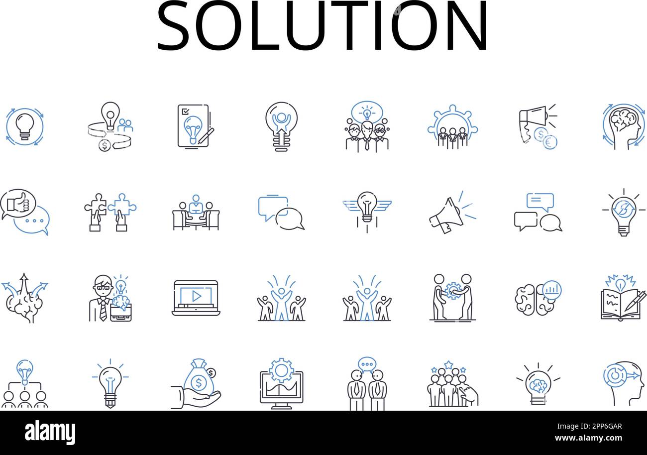 Solution Line Icons Collection Answer Fix Resolve Cure Remedy Key Way Out Vector And