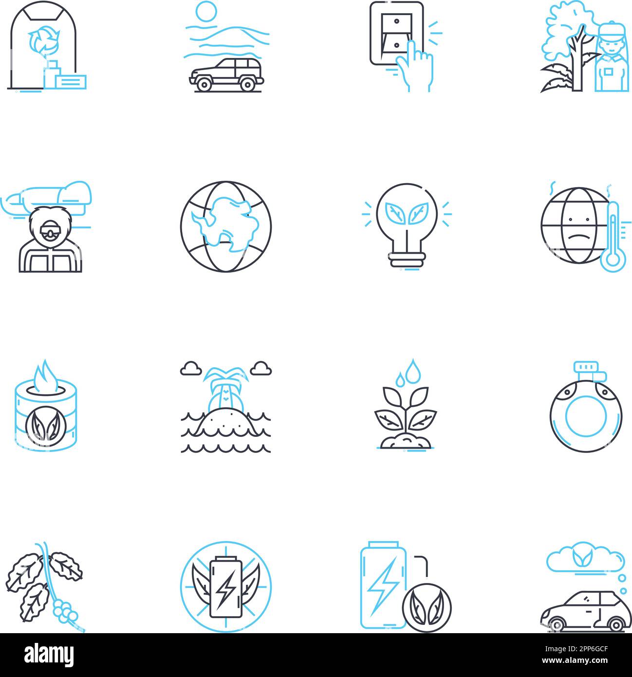 Eco-friendly linear icons set. Sustainable, Green, Organic, Renewable ...