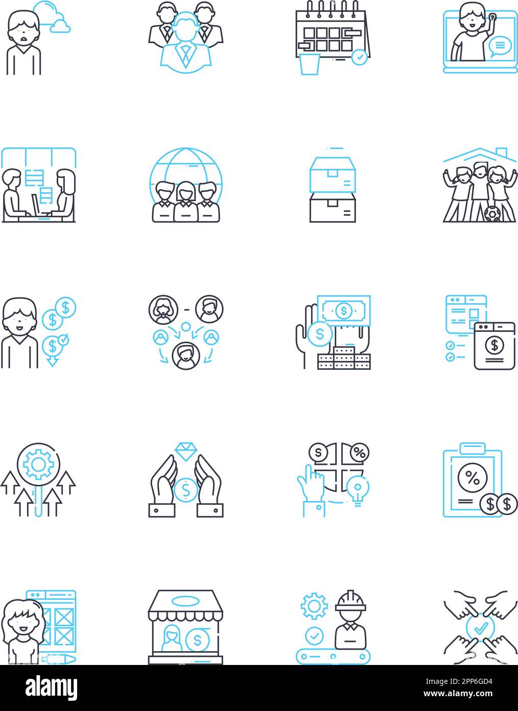 Business hub linear icons set. Nerking, Workspace, Collaboration ...