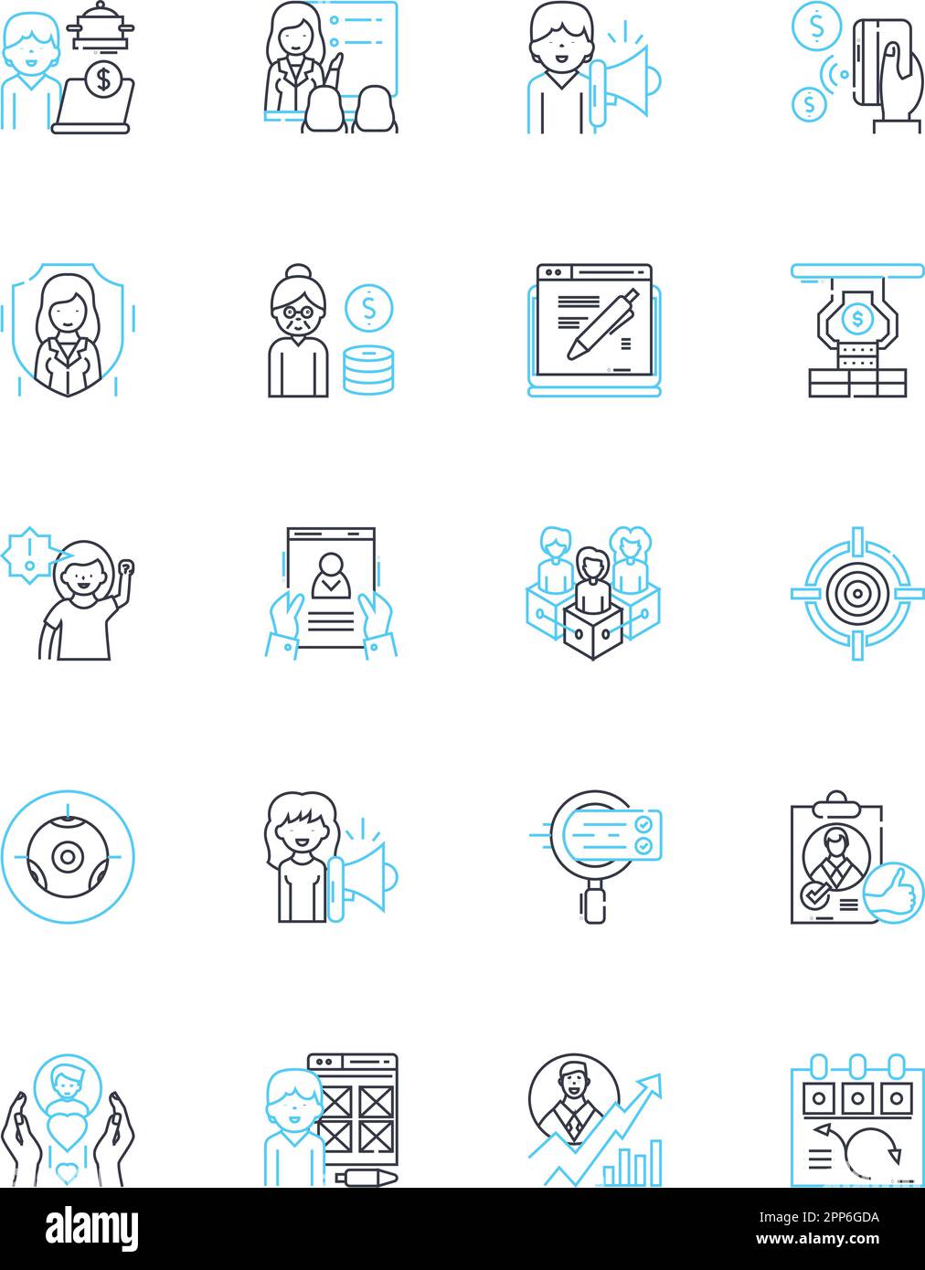 Work and CV linear icons set. Job, Career, Resume, Interview, Experience, Qualifications, Skills ...