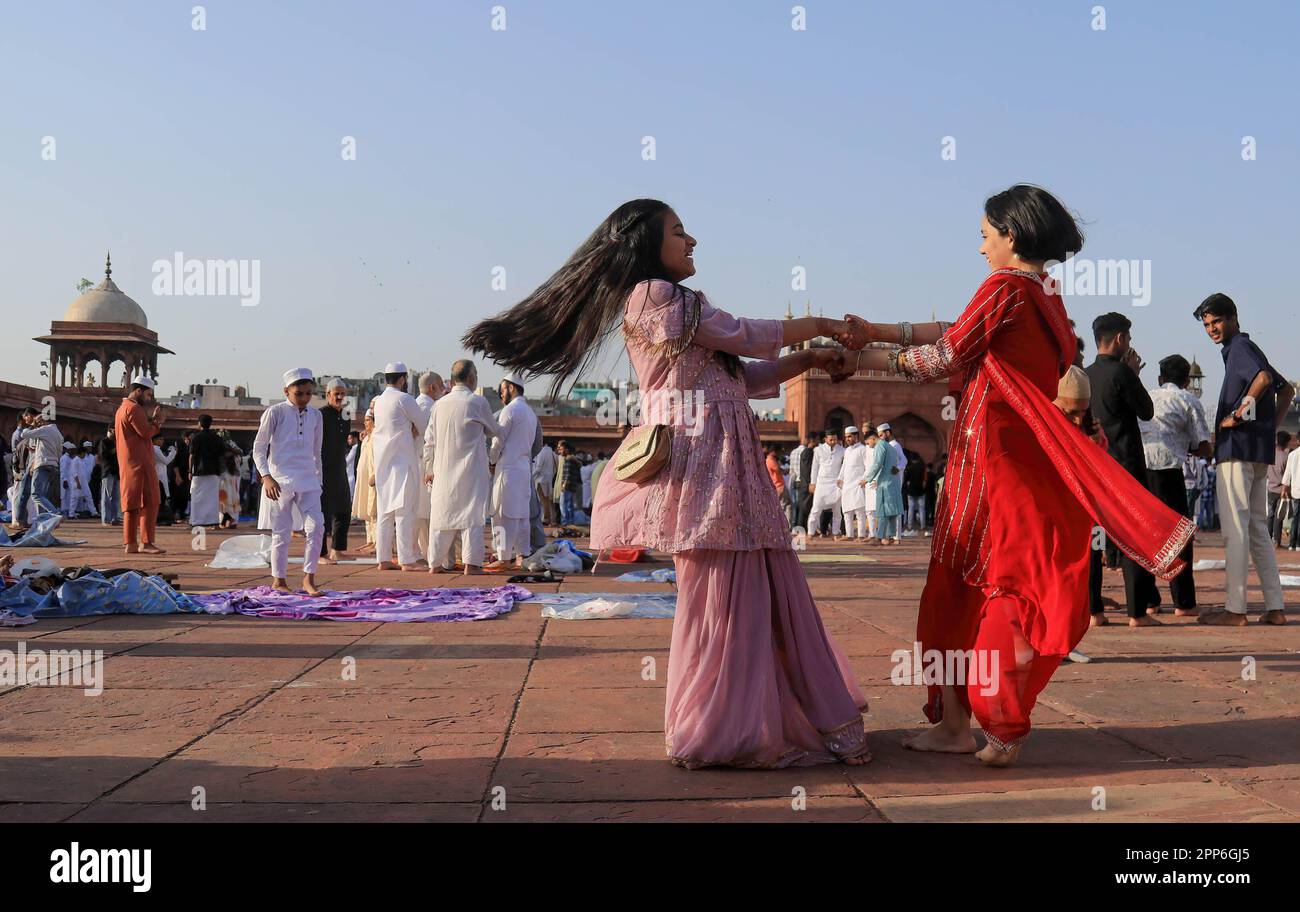 Muslim kids seen playing after offering Eid al-Fitr prayers at the ...