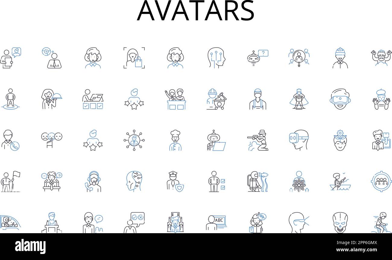 Avatars line icons collection. Strategy, Branding, Data, Analytics ...