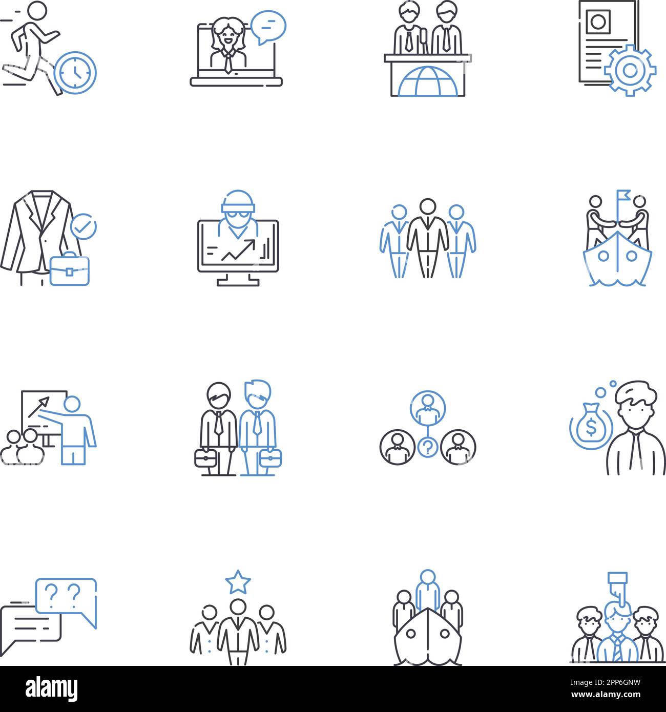 Leader and job line icons collection. Authority, Governance, Direction, Management ...