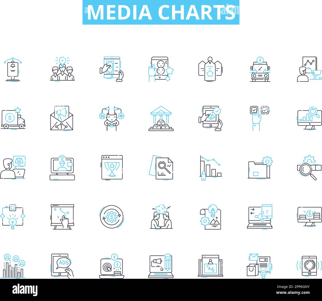 Media charts linear icons set. Infographics, Analytics, Reports ... Media charts linear icons set. Infographics, Analytics, Reports ...