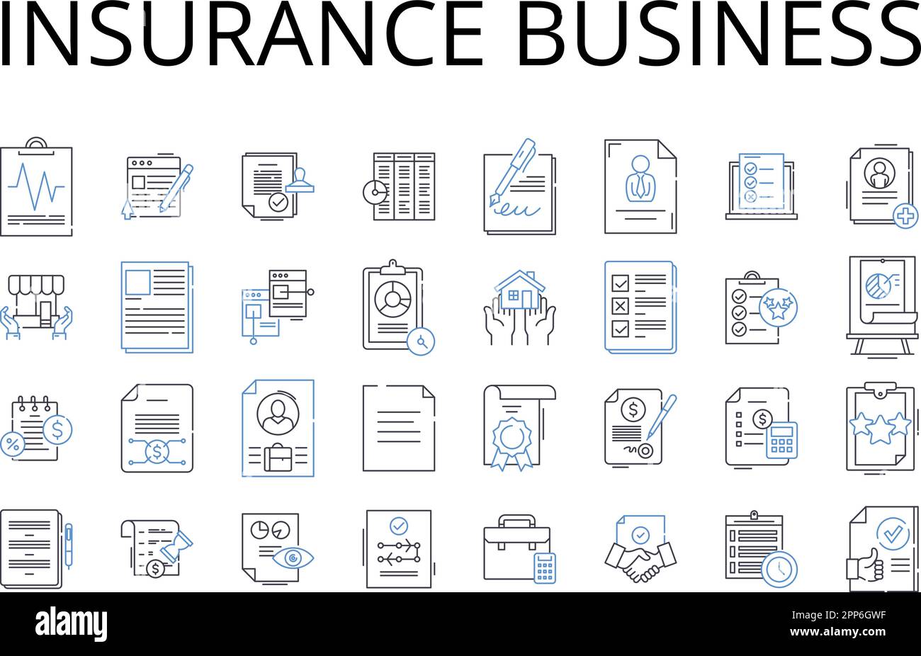 insurance business line icons collection. underwriting, assurance ...