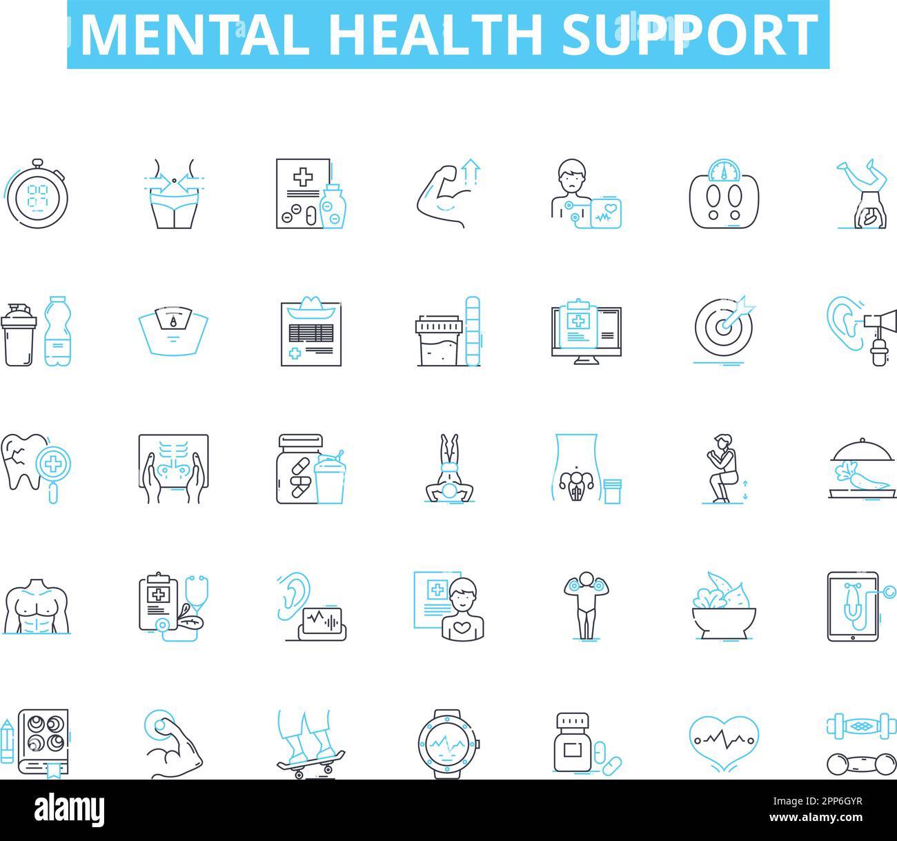 Mental health support linear icons set. Therapy, Counseling, Support ...
