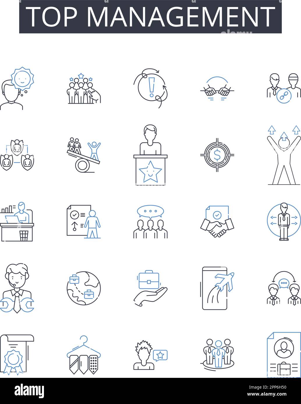 Top Management Line Icons Collection Senior Executives Upper Hierarchy Executive Committee