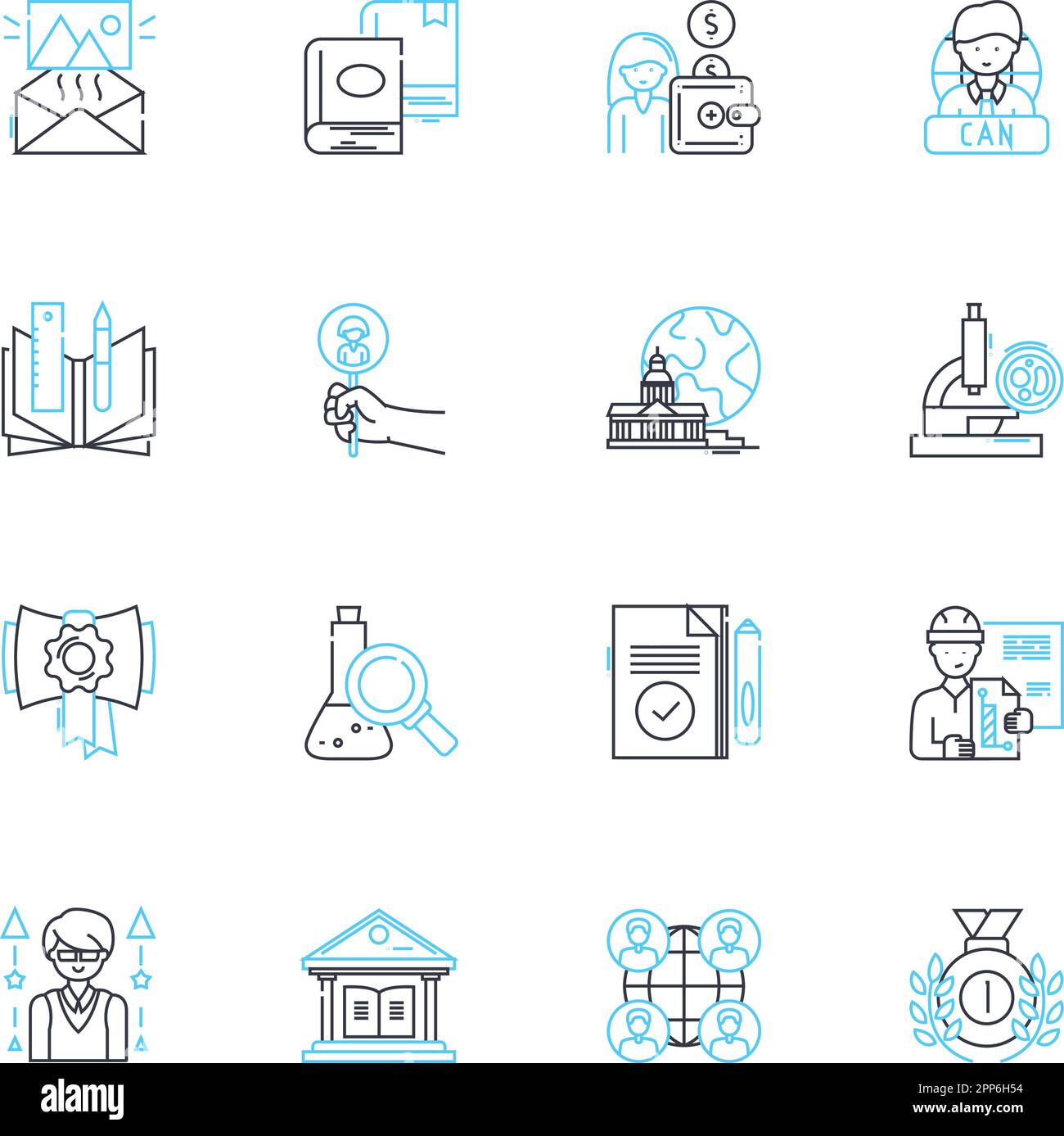 College level linear icons set. Academia, Curriculum, Exams, Lectures ...