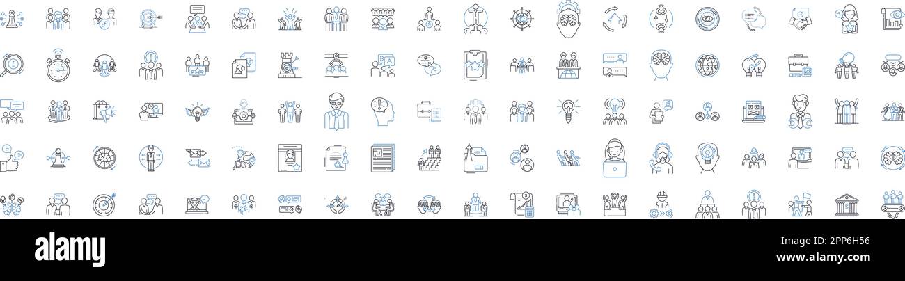 Collaborative Team Line Icons Collection Synergy Cohesion