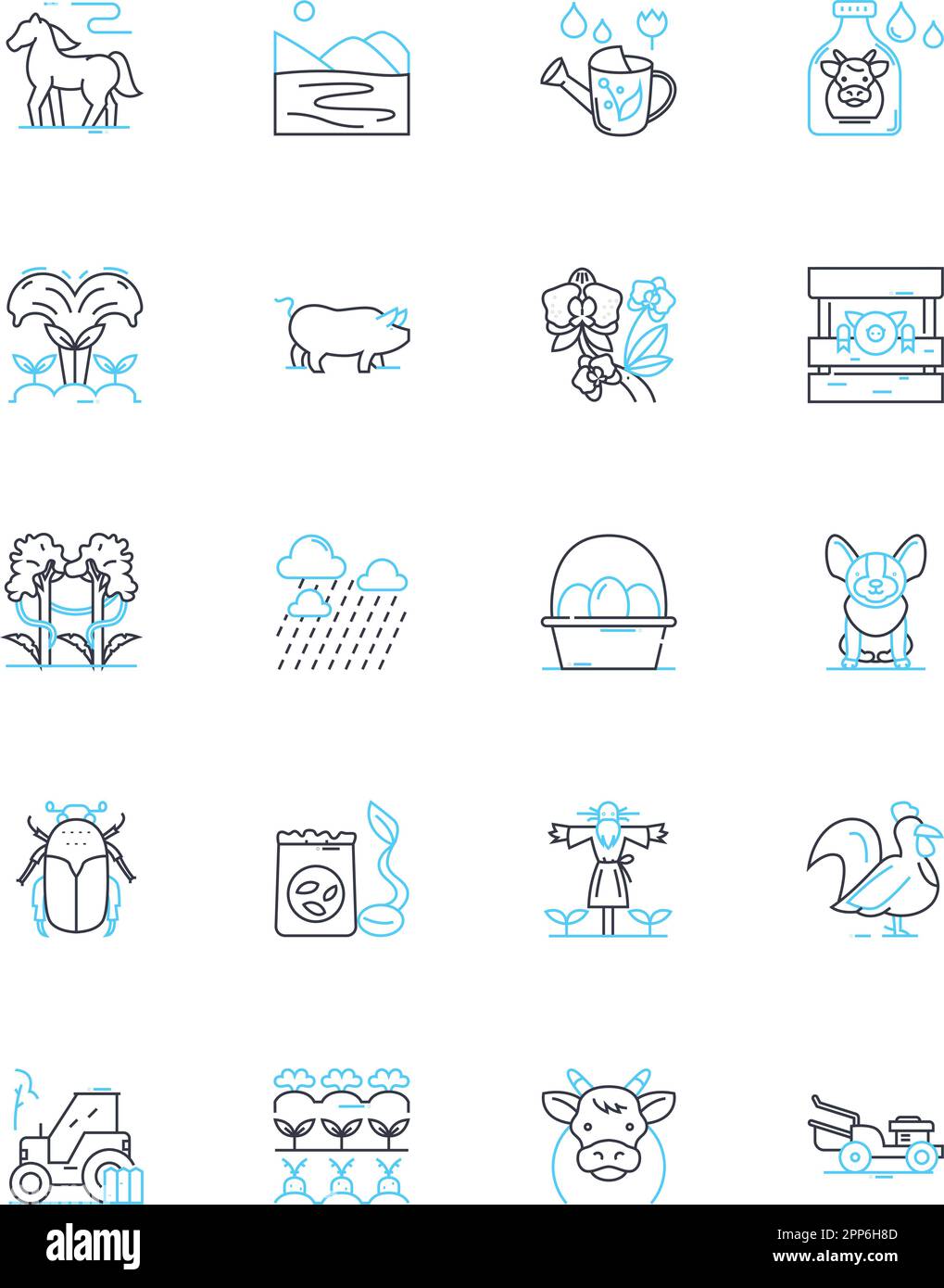 Gardening linear icons set. Soil, Seeds, Plants, Fertilizer, Compost ...