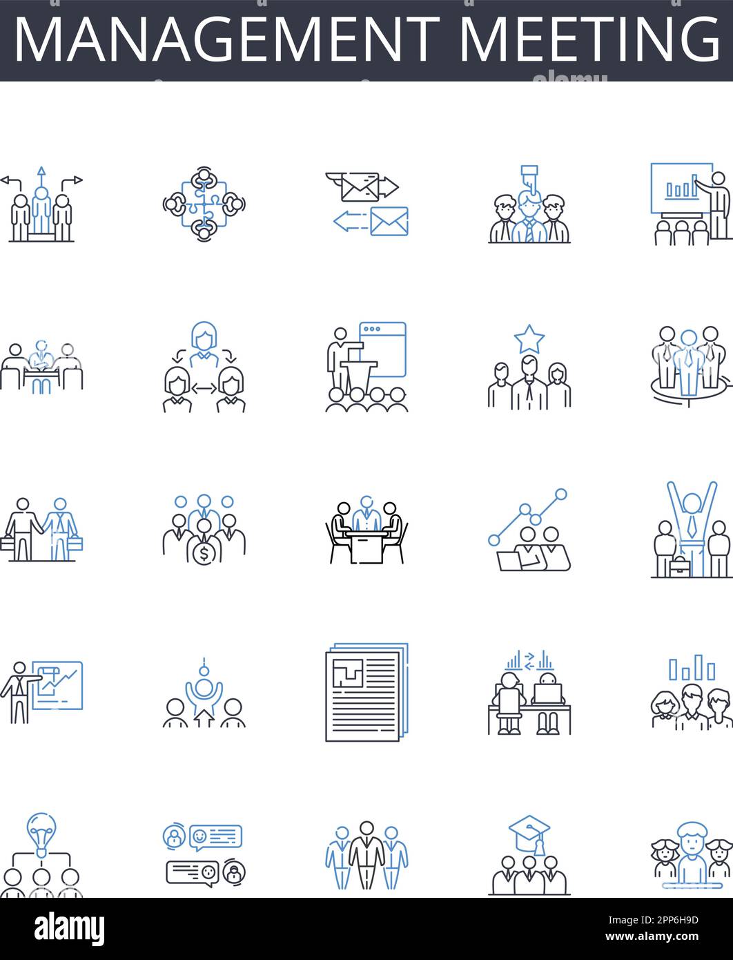 Management Meeting Line Icons Collection Executive Gathering Gathering Of Leaders