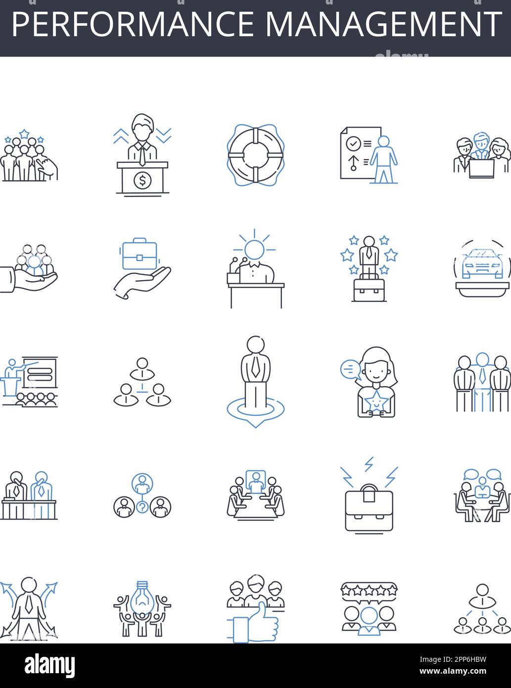 Performance management line icons collection. Talent development, Goal ...