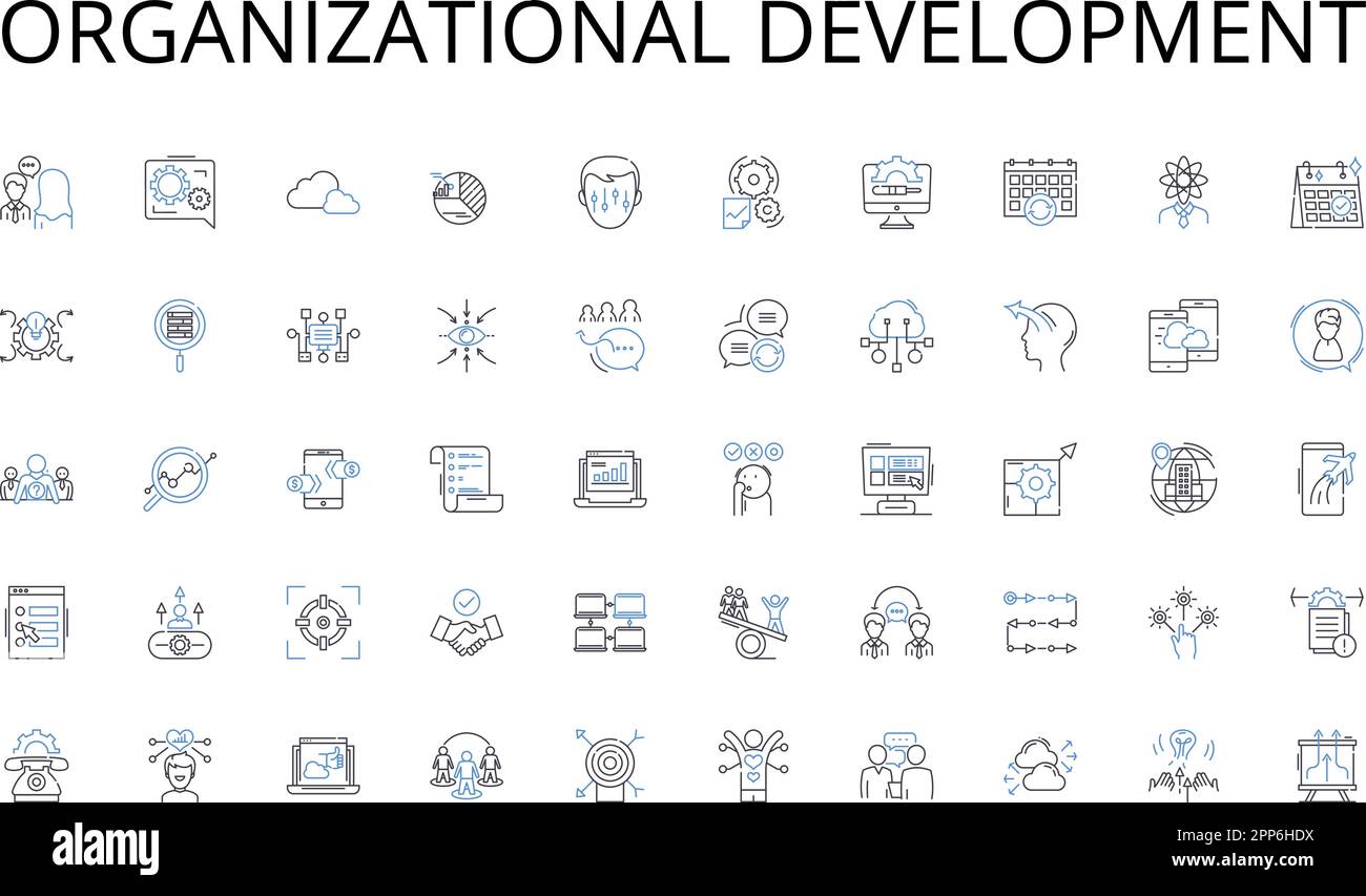 Organizational development line icons collection. Vision, Communication ...