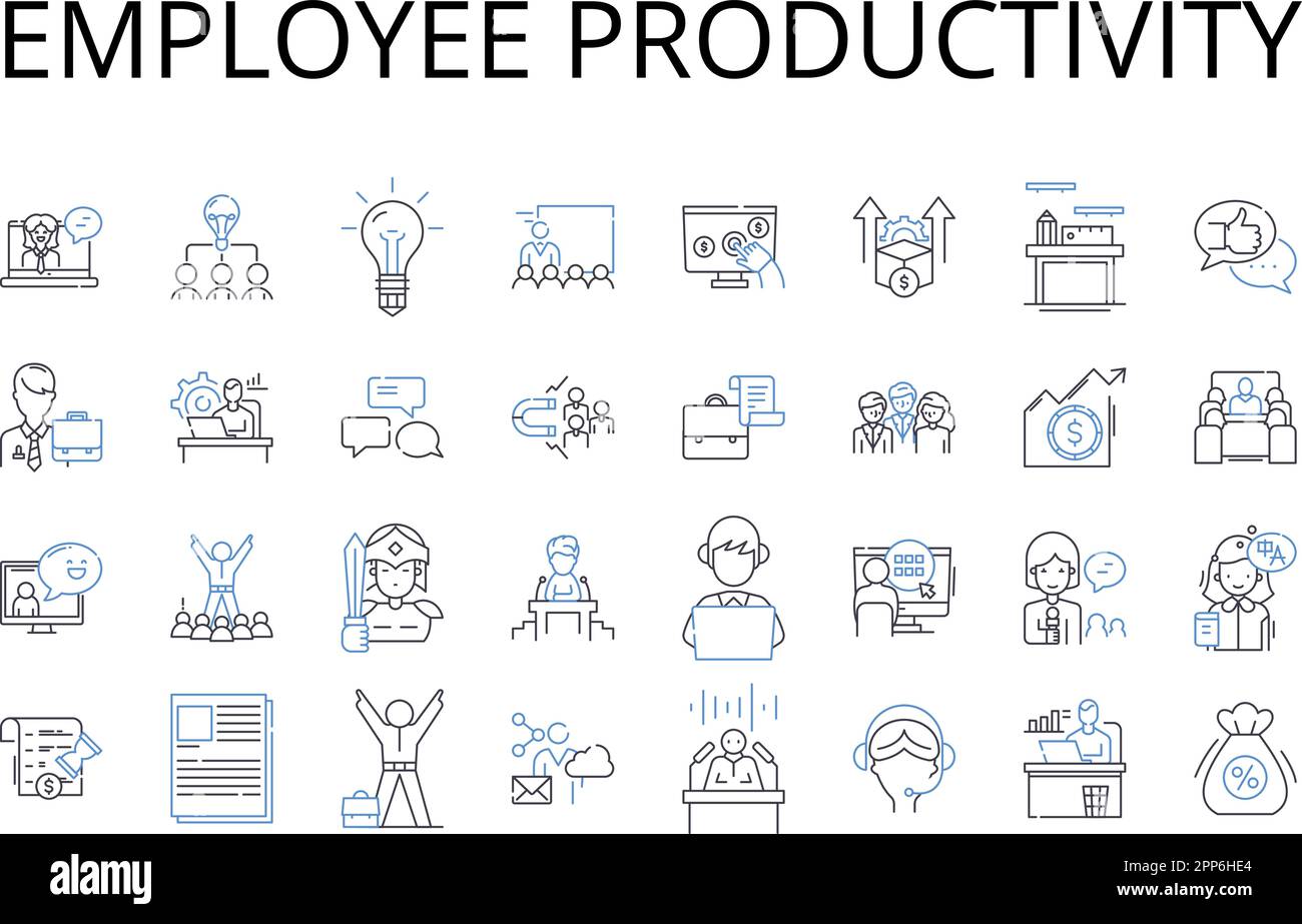Employee productivity line icons collection. Job satisfaction, Work ... Employee productivity line icons collection. Job satisfaction, Work ...