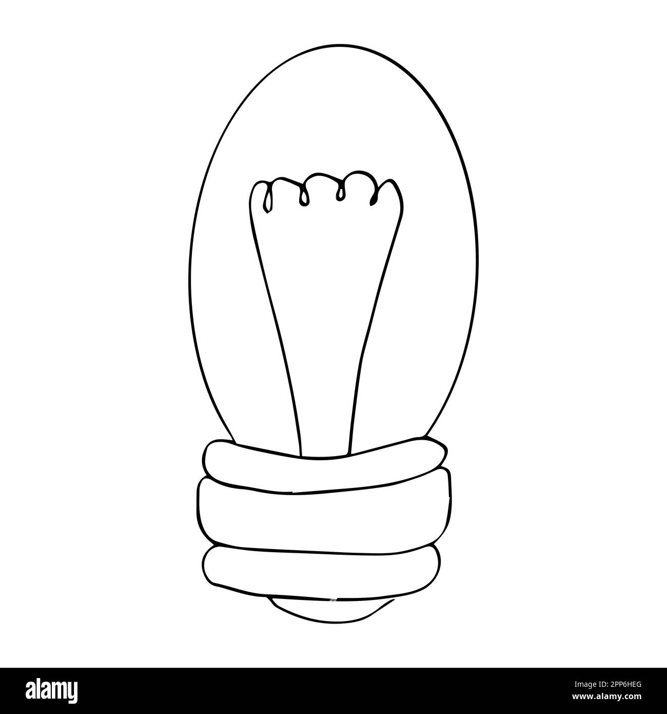 Bulb lamp doodle cartoon comic electricity isolated on white background ...