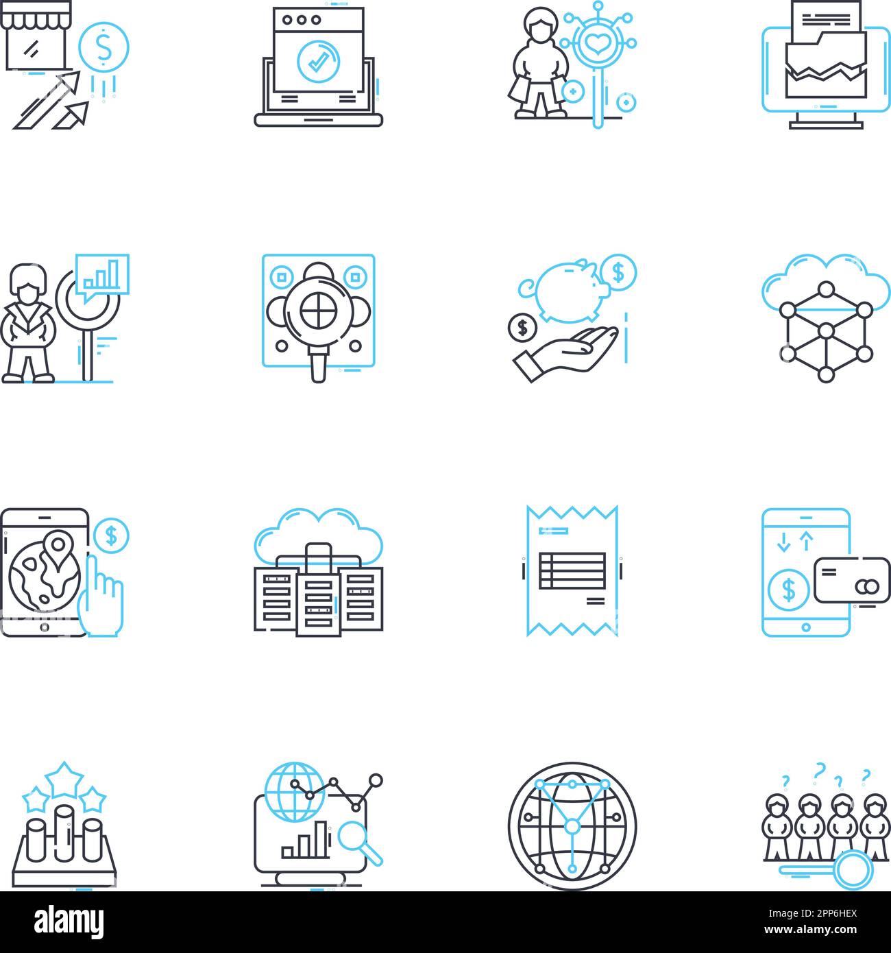 Property assessment linear icons set. Appraisal, Valuation, Assessment, Estimation, Market ...