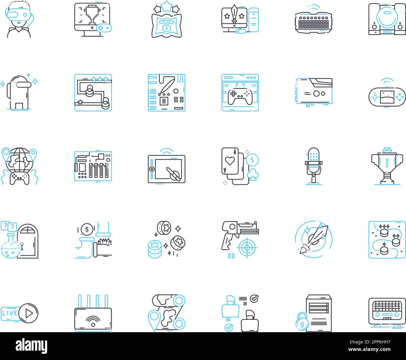 Car models linear icons set. Mustang, Corvette, Camaro, Charger ...