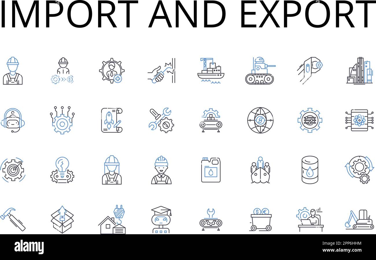 Import and export line icons collection. Trade, Commerce, Transaction ...