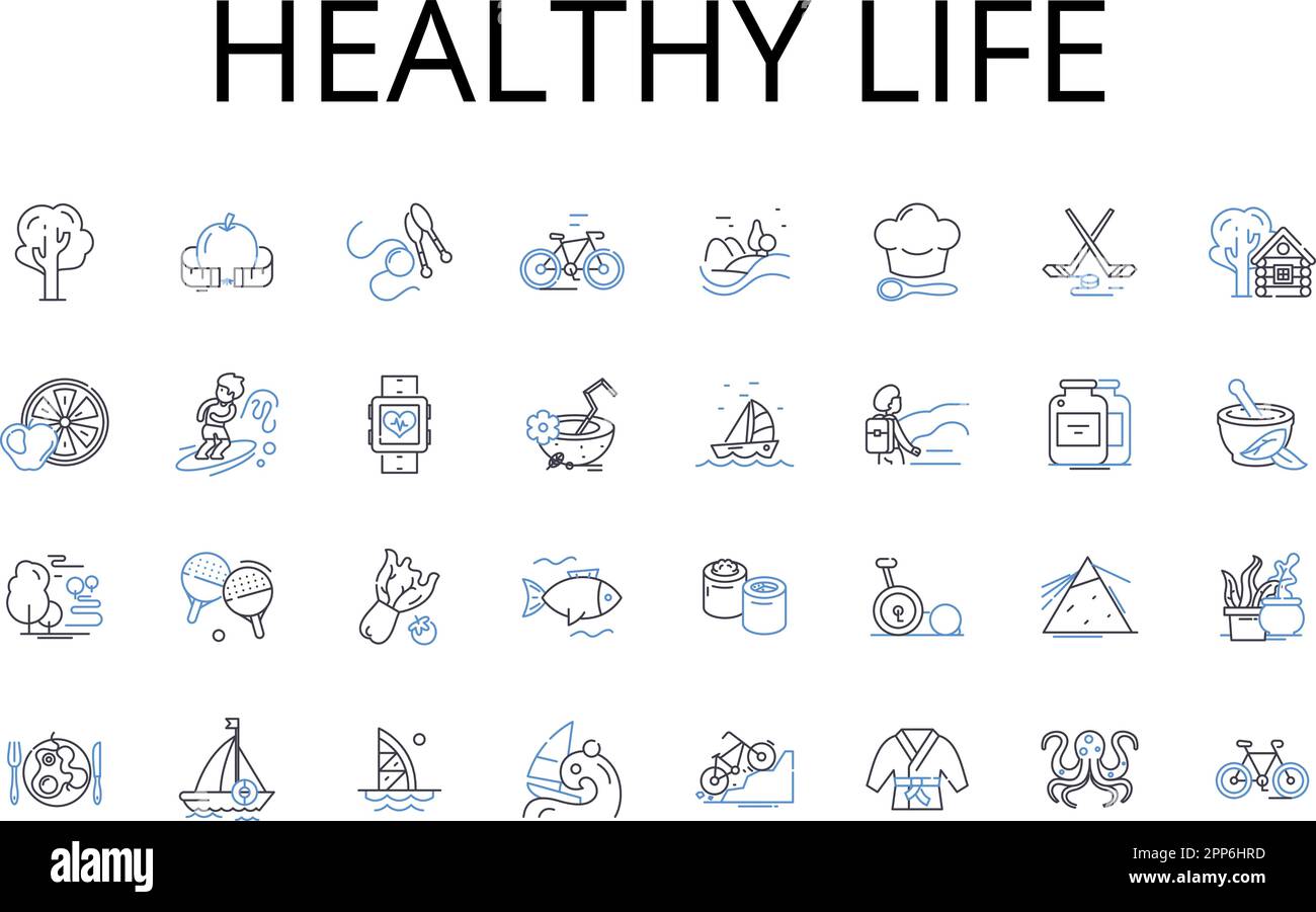 Healthy life line icons collection. Well-being, Optimal health ...