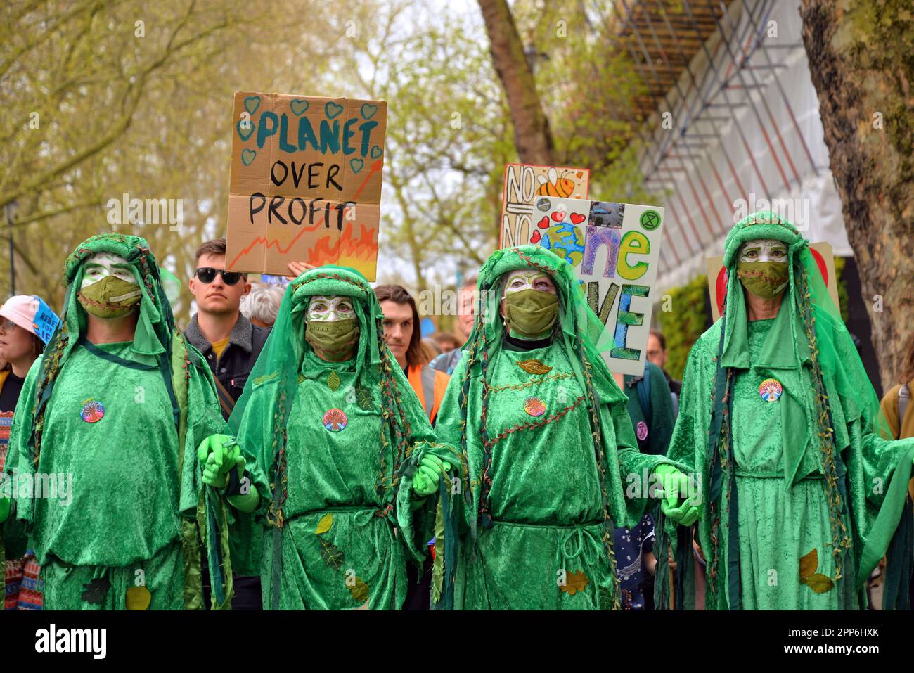The Green Spirits march through central London on World Earth Day, 22nd ...