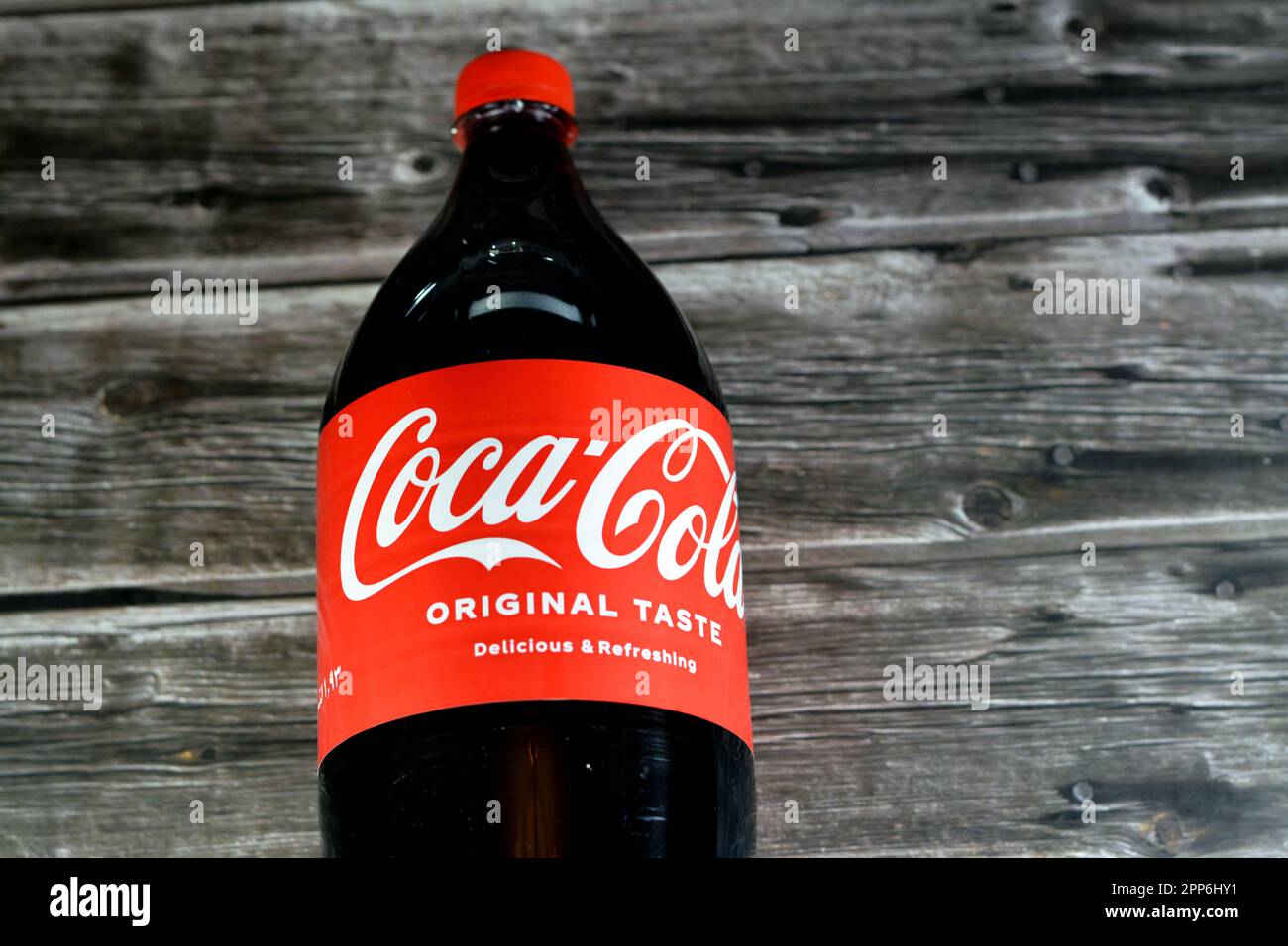 Cairo, Egypt, April 7 2023: Coca-Cola, or Coke plastic bottle, The Coca ...