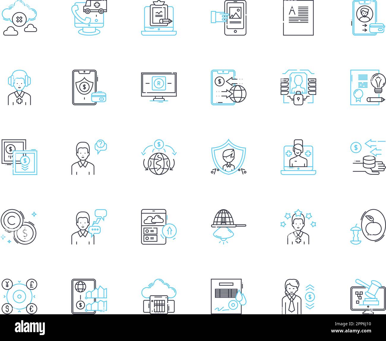 Mobile Banking Linear Icons Set Convenience Accessibility Security